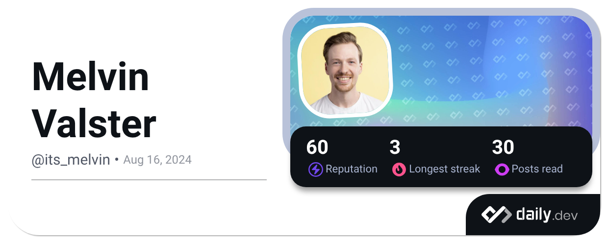 Melvin Valster (@its_melvin) | daily.dev