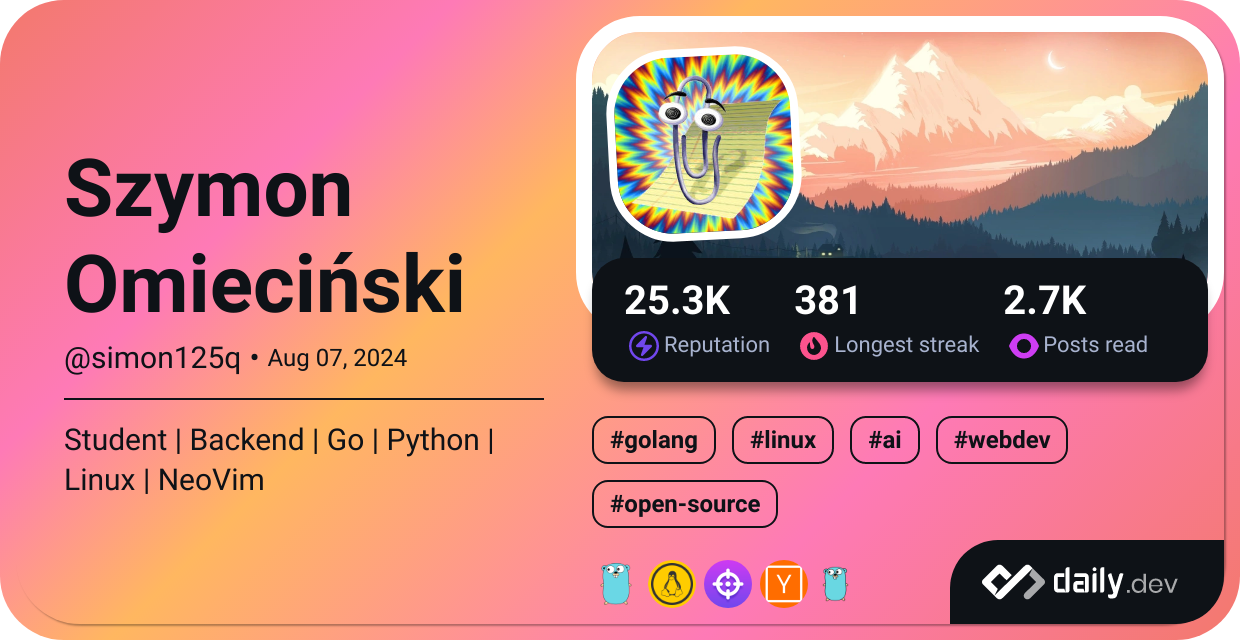 Szymon Omieciński (@simon125q) | daily.dev