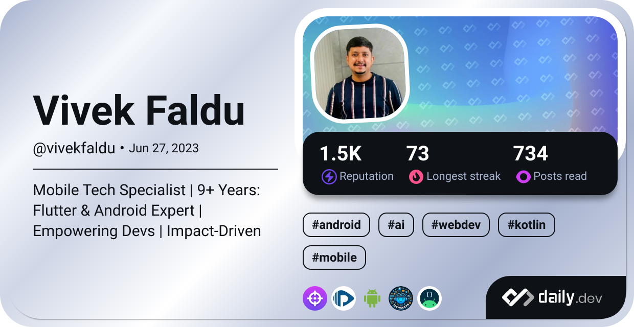 Recent posts by Vivek Faldu (@vivekfaldu) | daily.dev