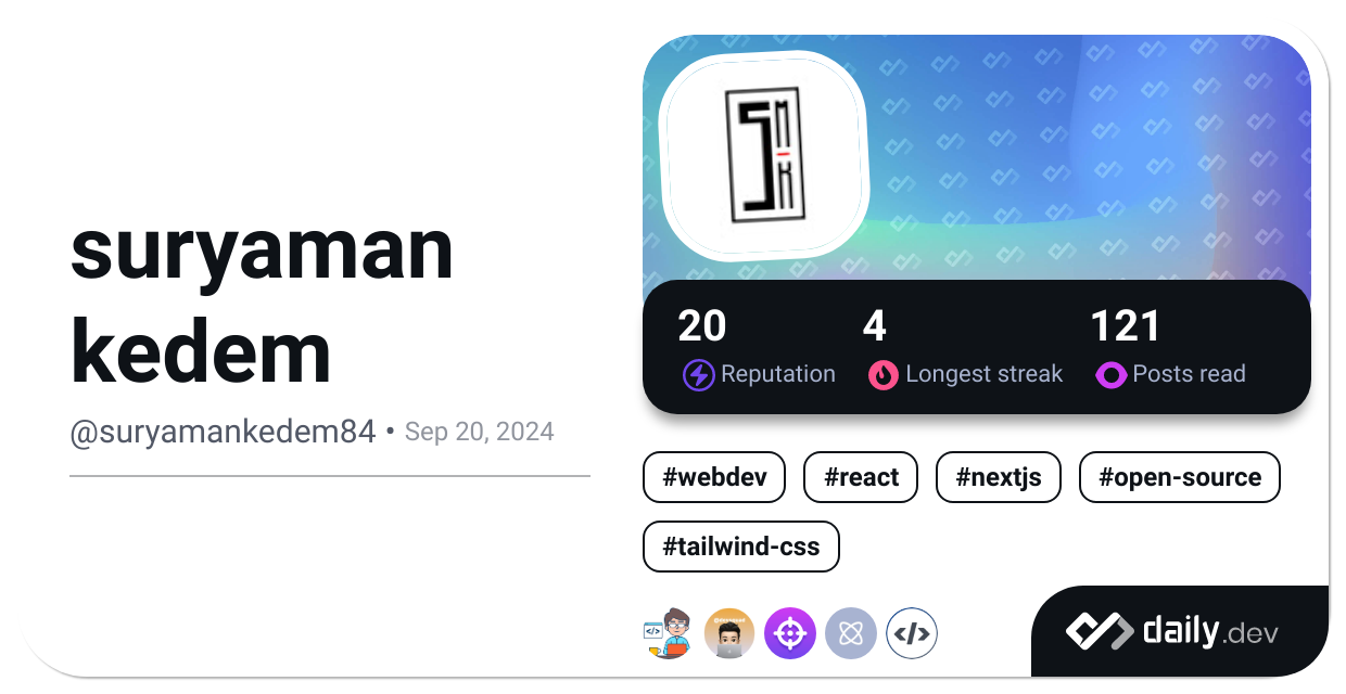 Recent posts by suryaman kedem (@suryamankedem84) | daily.dev
