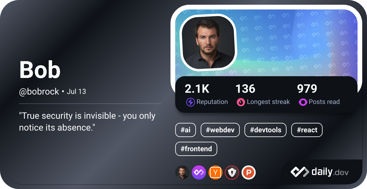 Recent posts by Scuba Bob (@bobrock) | daily.dev