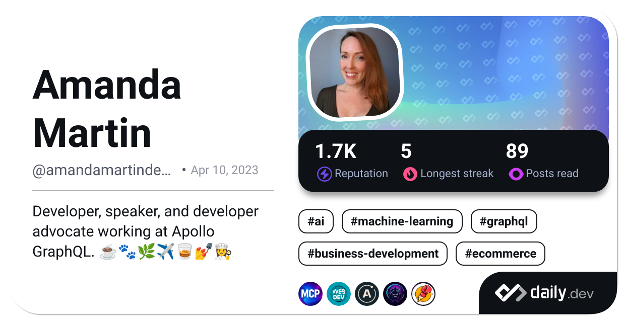 Amanda Martin (@amandamartindev668) | daily.dev
