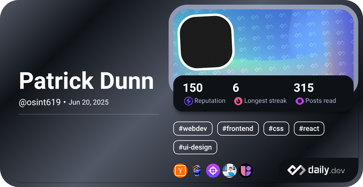 Patrick Dunn (@osint619) | daily.dev