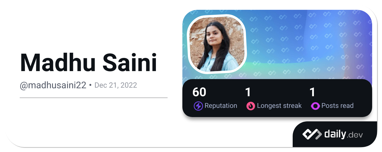 Madhu Saini (@madhusaini22) | daily.dev