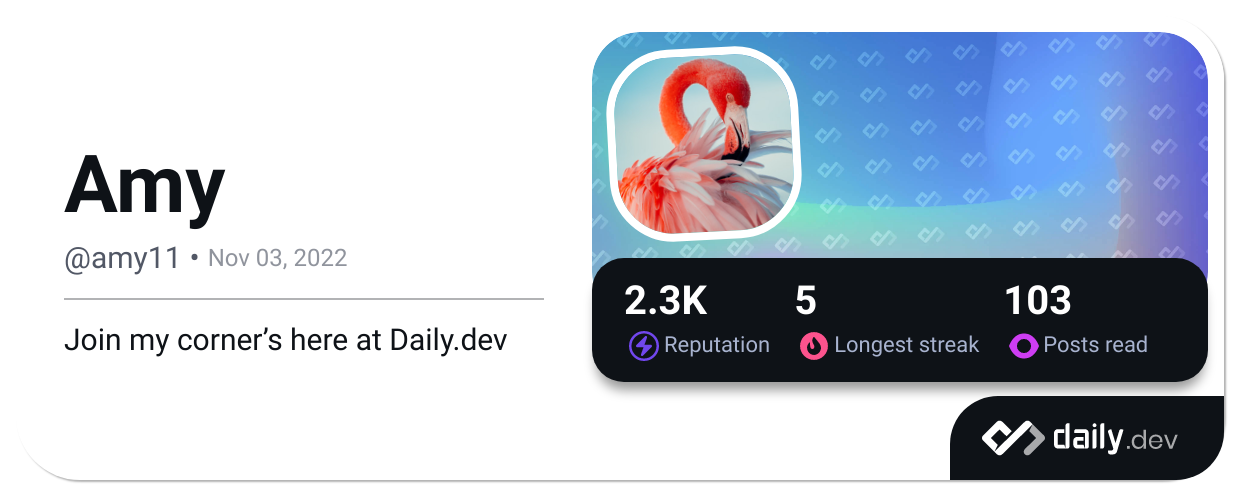 Recent posts by Amy (@amy11) | daily.dev