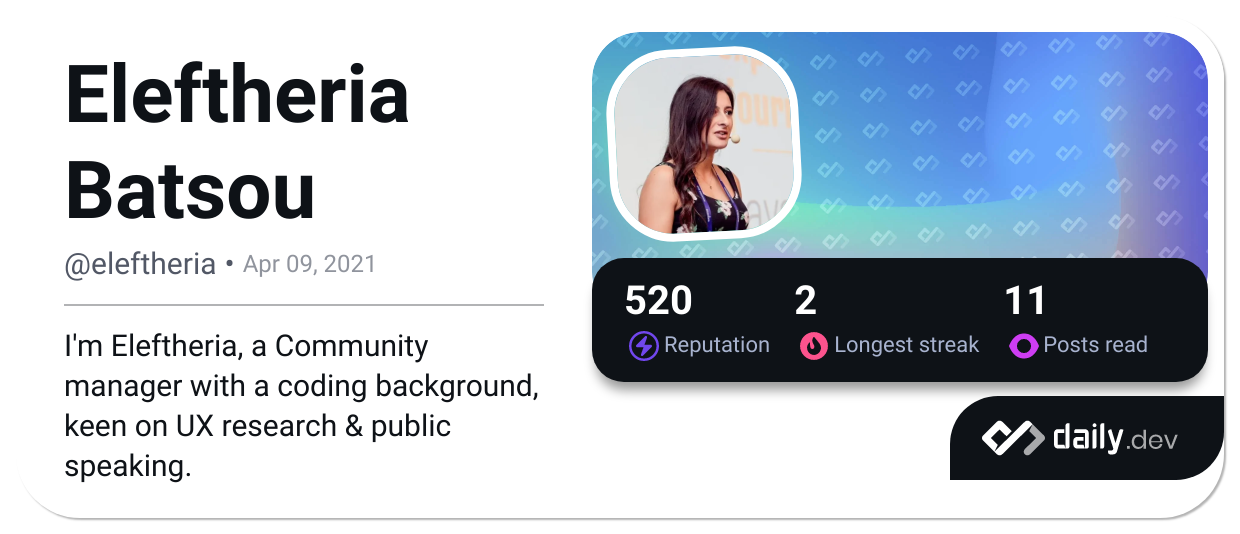 Eleftheria Batsou (@eleftheria) | daily.dev