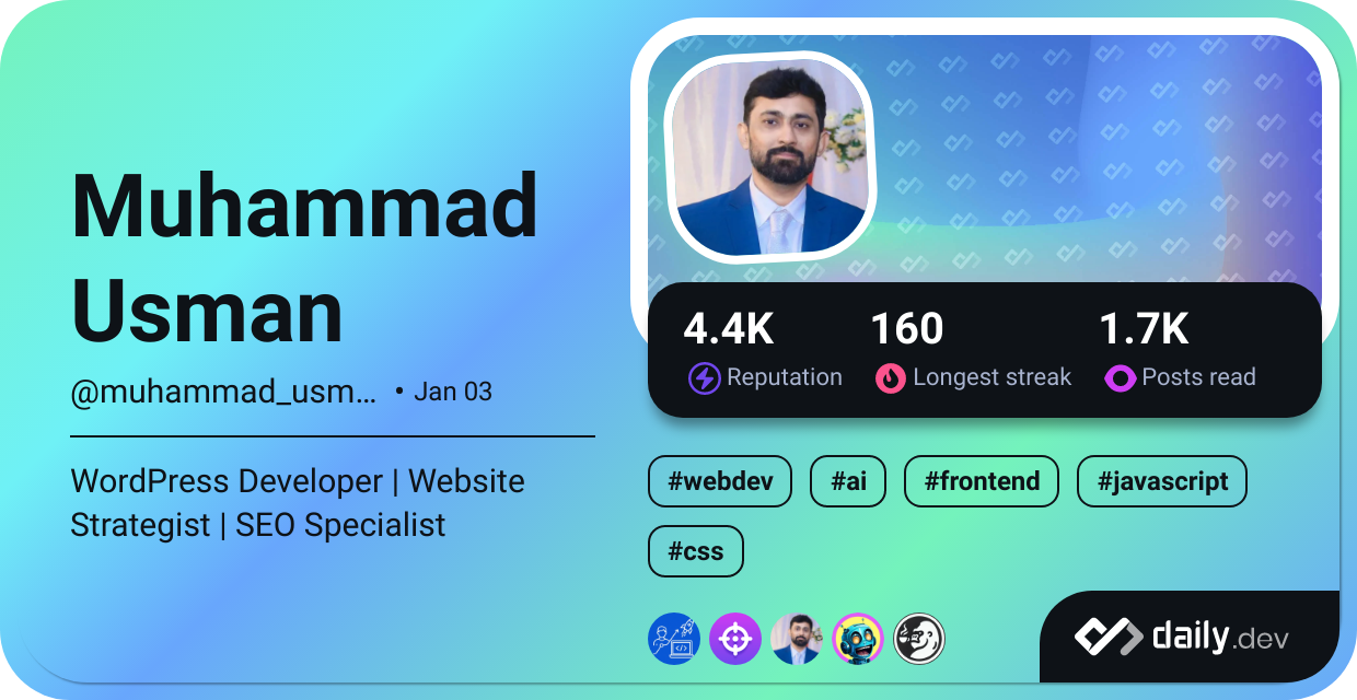 Muhammad Usman (@muhammad_usman) | daily.dev