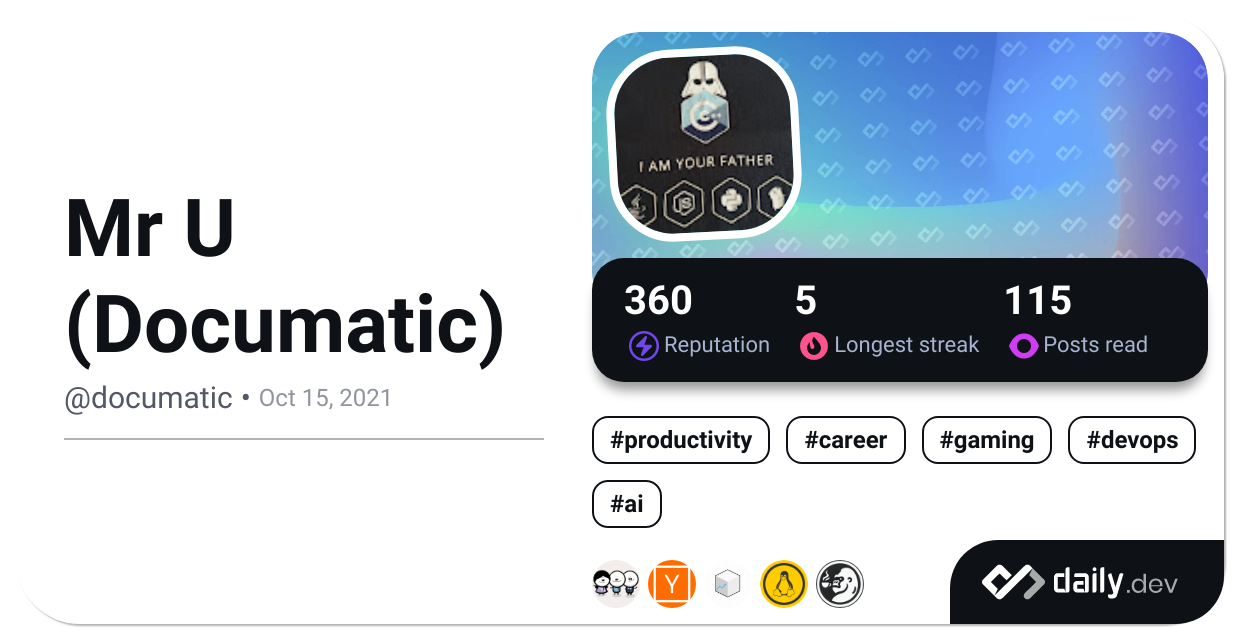 Mr U (Documatic) (@documatic) | daily.dev