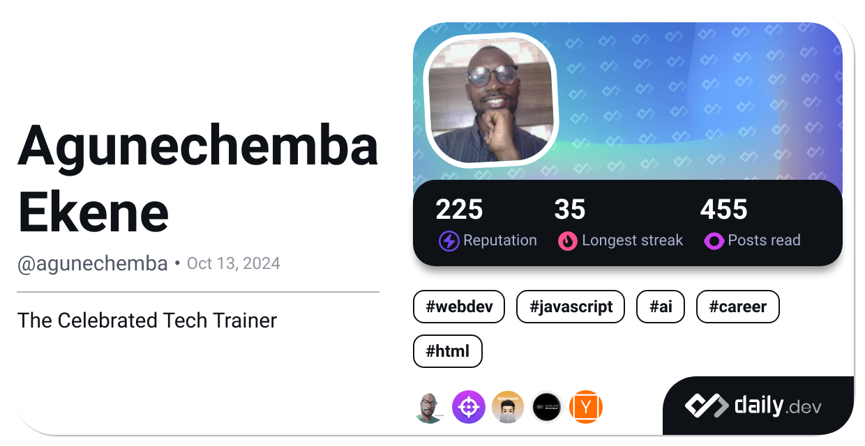 Agunechemba Ekene (@agunechemba) | daily.dev
