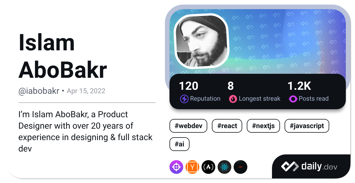 Islam AboBakr (@iabobakr) | daily.dev