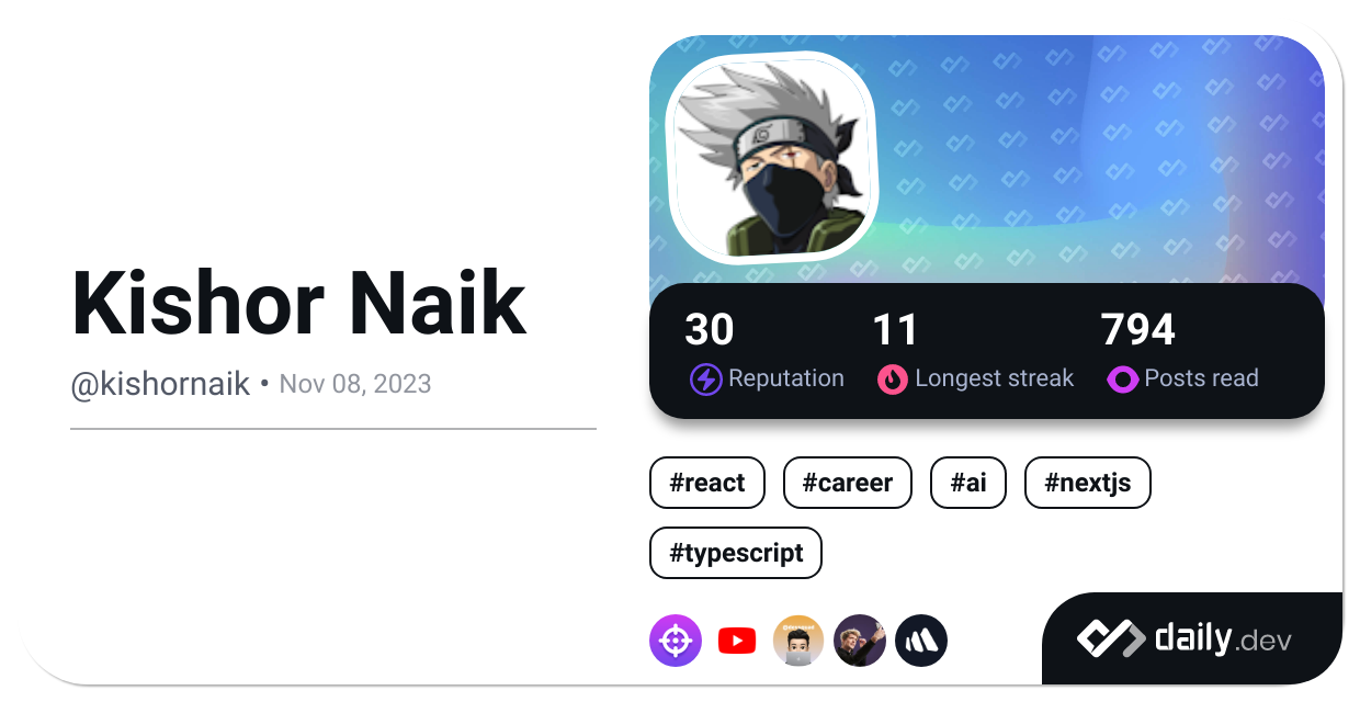 Kishor Naik (@kishornaik) | daily.dev