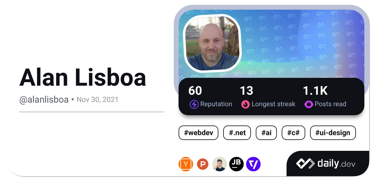 Posts with replies by Alan Lisboa (@alanlisboa) | daily.dev