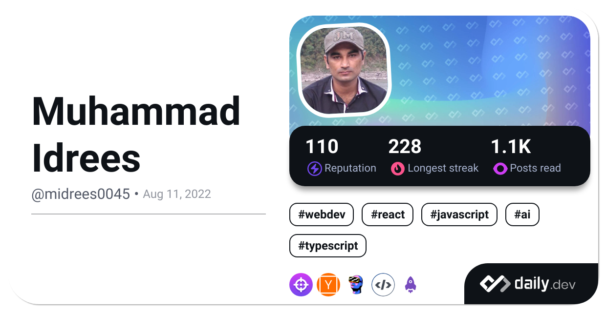 Muhammad Idrees (@midrees0045) | daily.dev