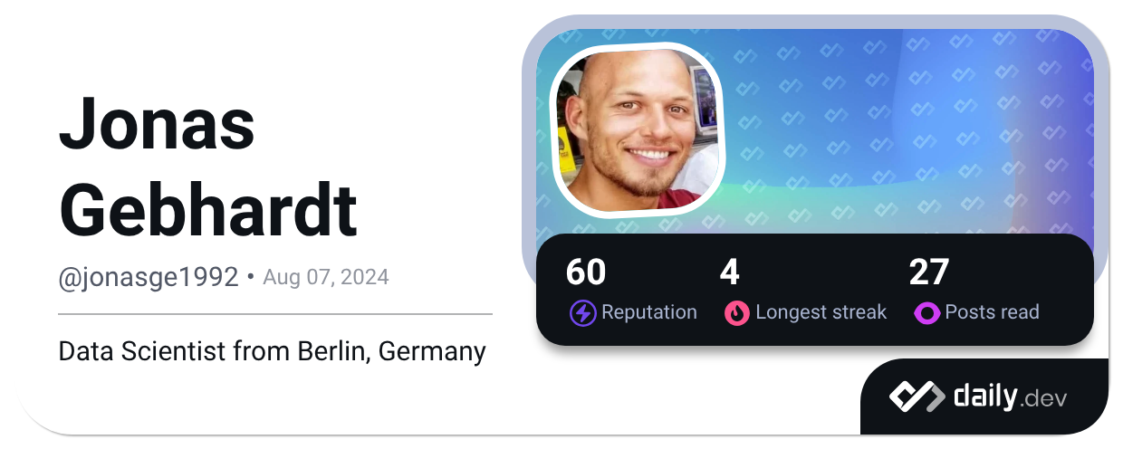 Jonas Gebhardt (@jonasge1992) | daily.dev