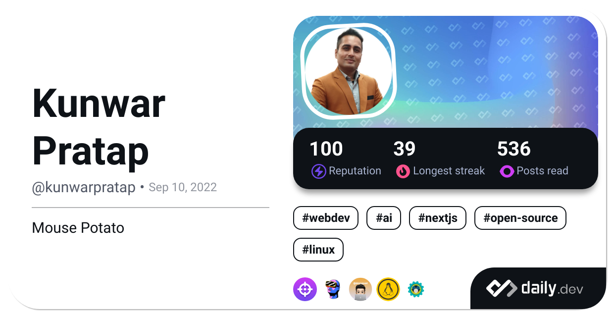 Kunwar Pratap (@kunwarpratap) | daily.dev