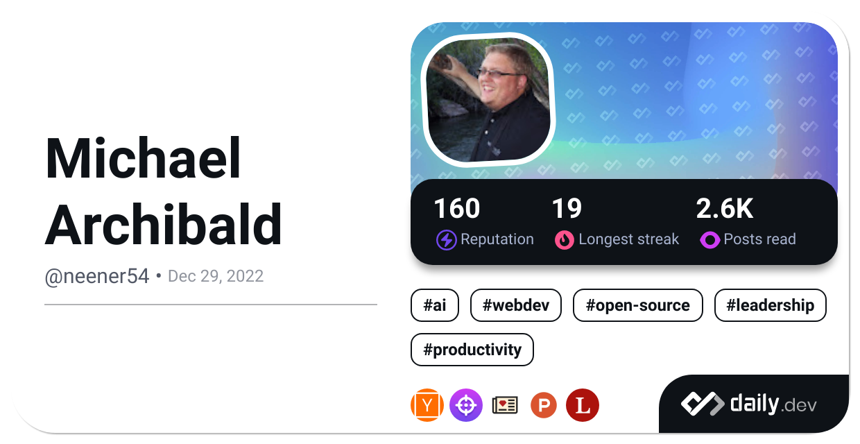 Michael Archibald (@neener54) | daily.dev