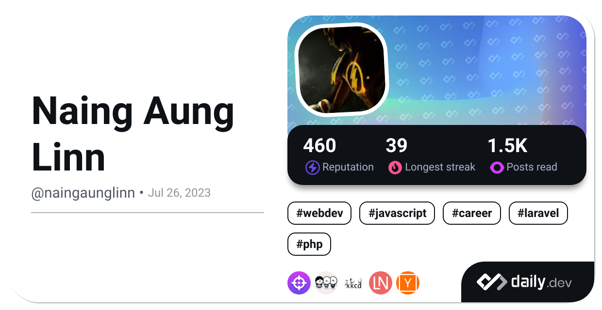 Naing Aung Linn (@naingaunglinn) | daily.dev