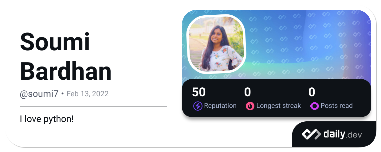 Soumi Bardhan (@soumi7) | daily.dev