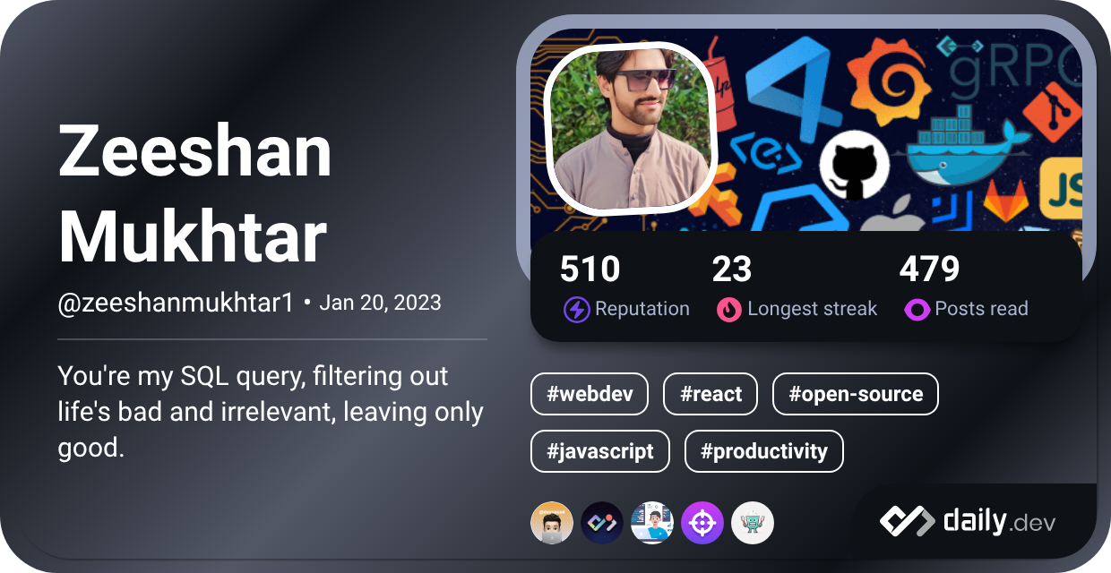 Zeeshan Mukhtar (@zeeshanmukhtar1) | daily.dev