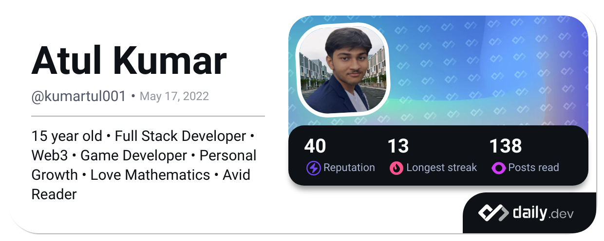 Atul Kumar (@kumartul001) | daily.dev