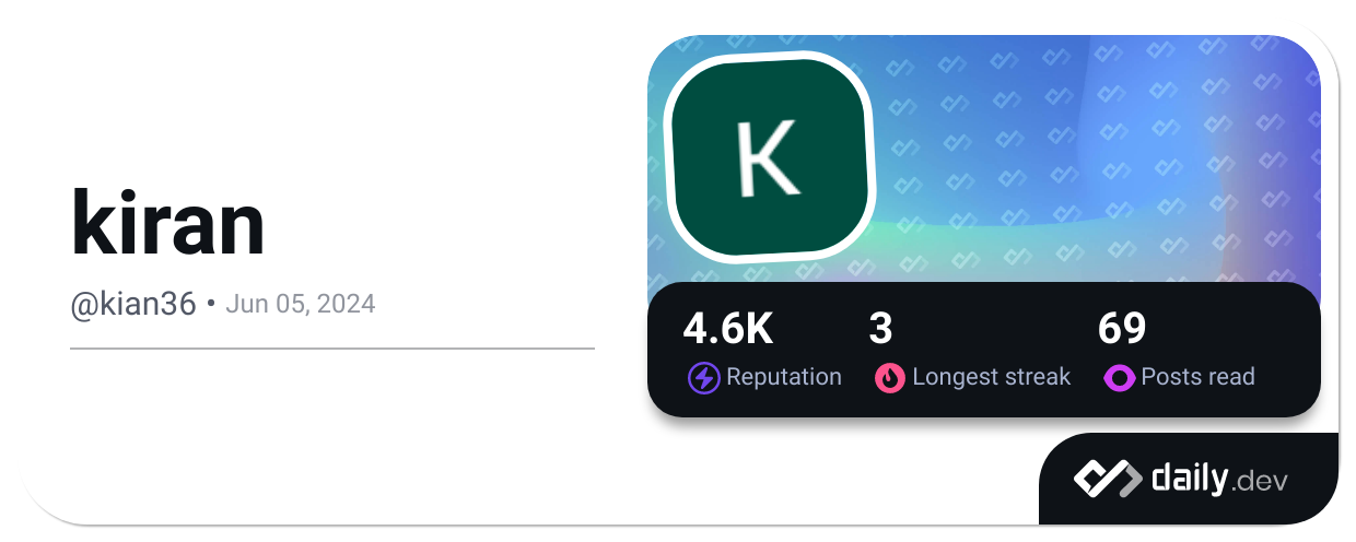 kiran (@kian36) | daily.dev