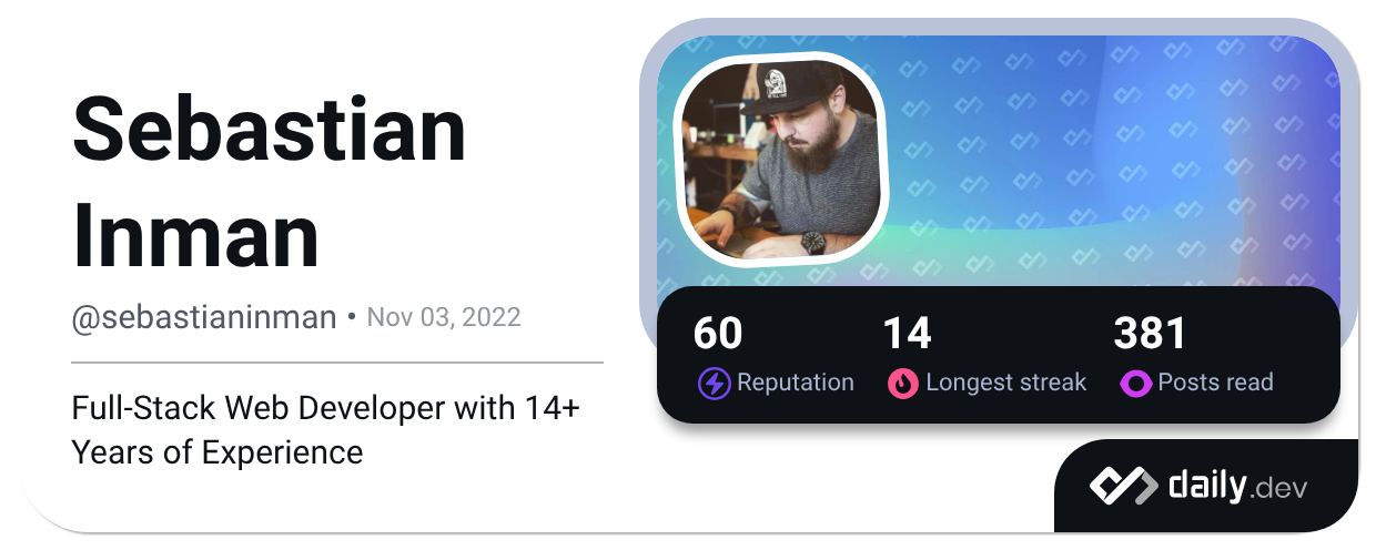 Sebastian Inman (@sebastianinman) | daily.dev