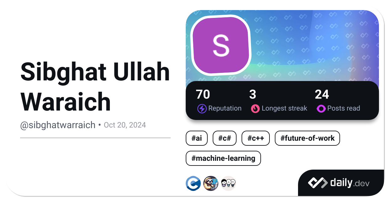 Sibghat Ullah Waraich (@sibghatwarraich) | daily.dev