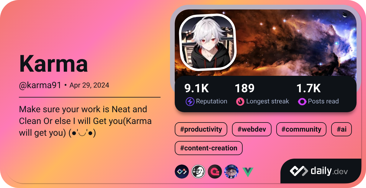 Karma (@karma91) | daily.dev