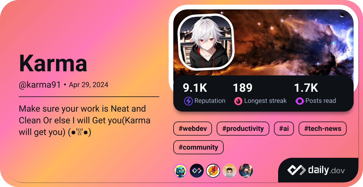 Posts upvoted by Karma (@karma91) | daily.dev