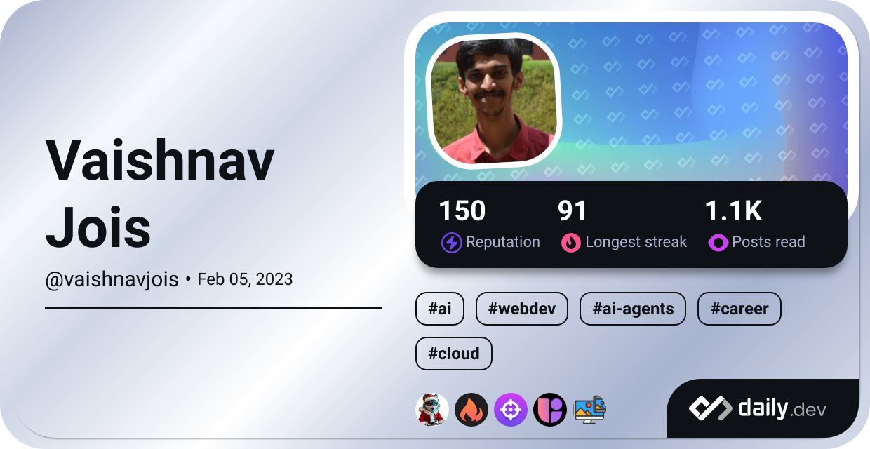 Vaishnav Jois (@vaishnavjois) | daily.dev