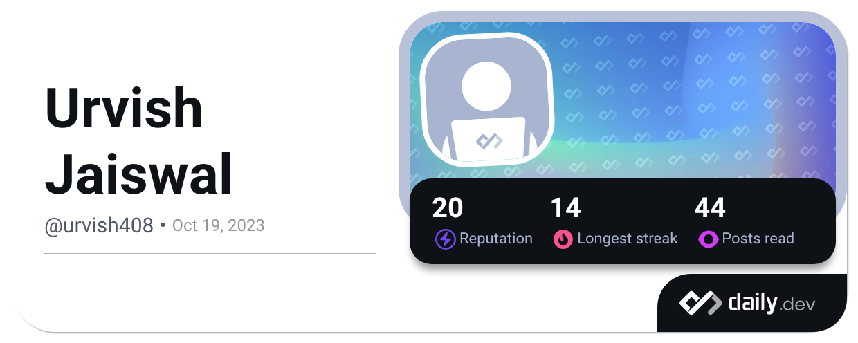 Urvish Jaiswal (@urvish408) | daily.dev