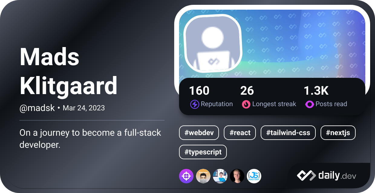Mads Klitgaard (@madsk) | daily.dev