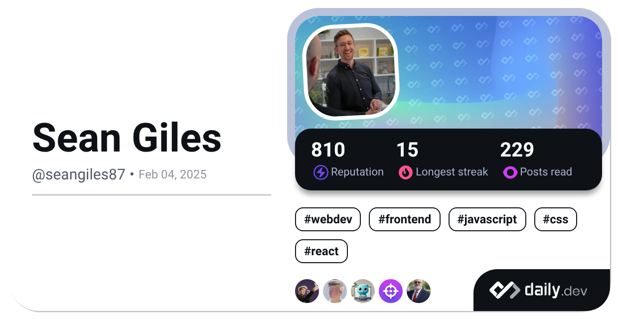 Sean Giles (@seangiles87) | daily.dev