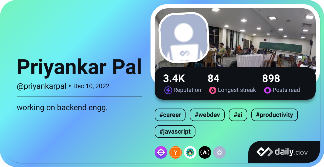 Priyankar Pal (@priyankarpal) | daily.dev