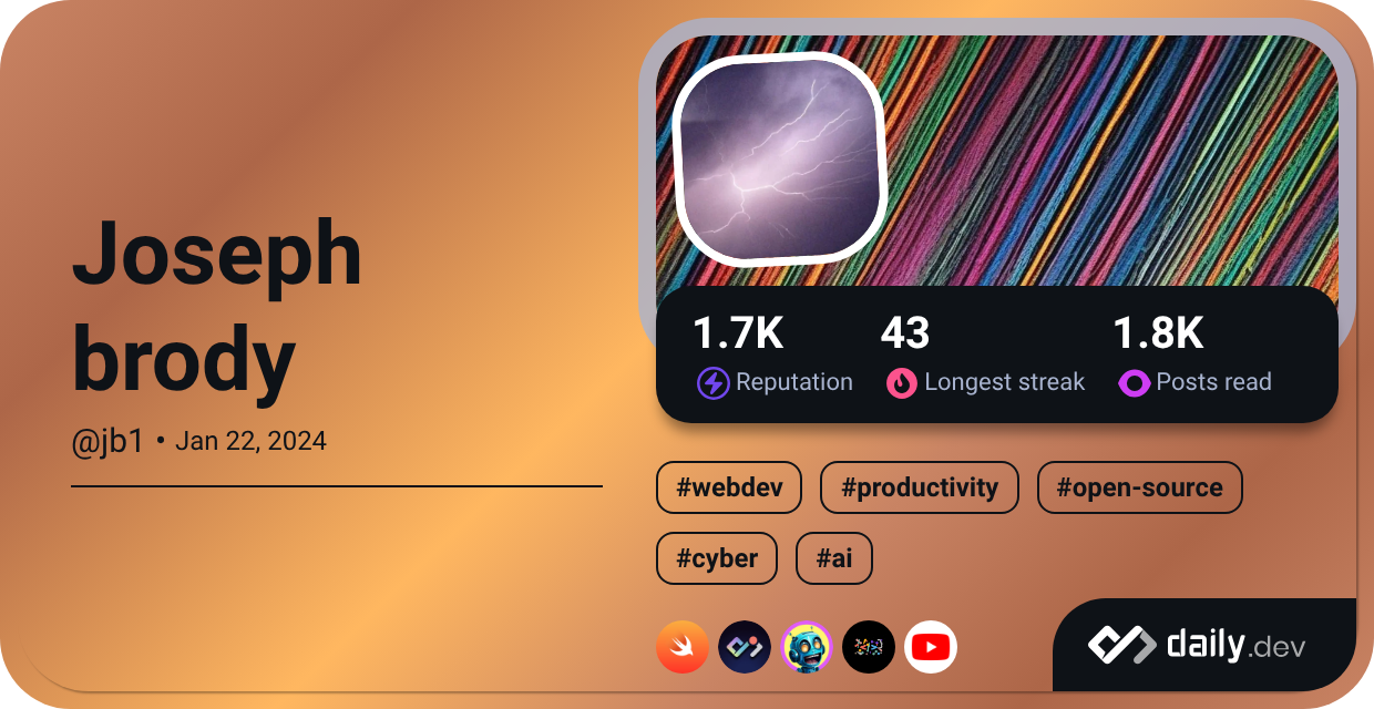 Joseph brody (@jb1) | daily.dev