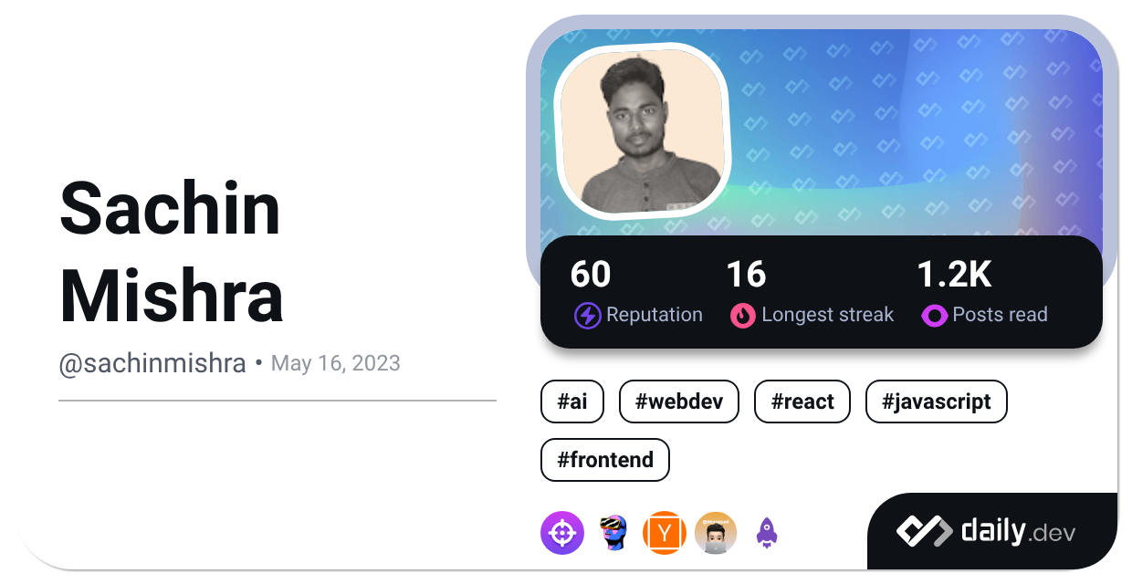 Recent posts by Sachin Mishra (@sachinmishra) | daily.dev
