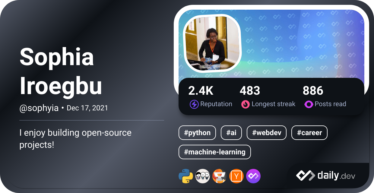 Sophia Iroegbu (@sophyia) | daily.dev