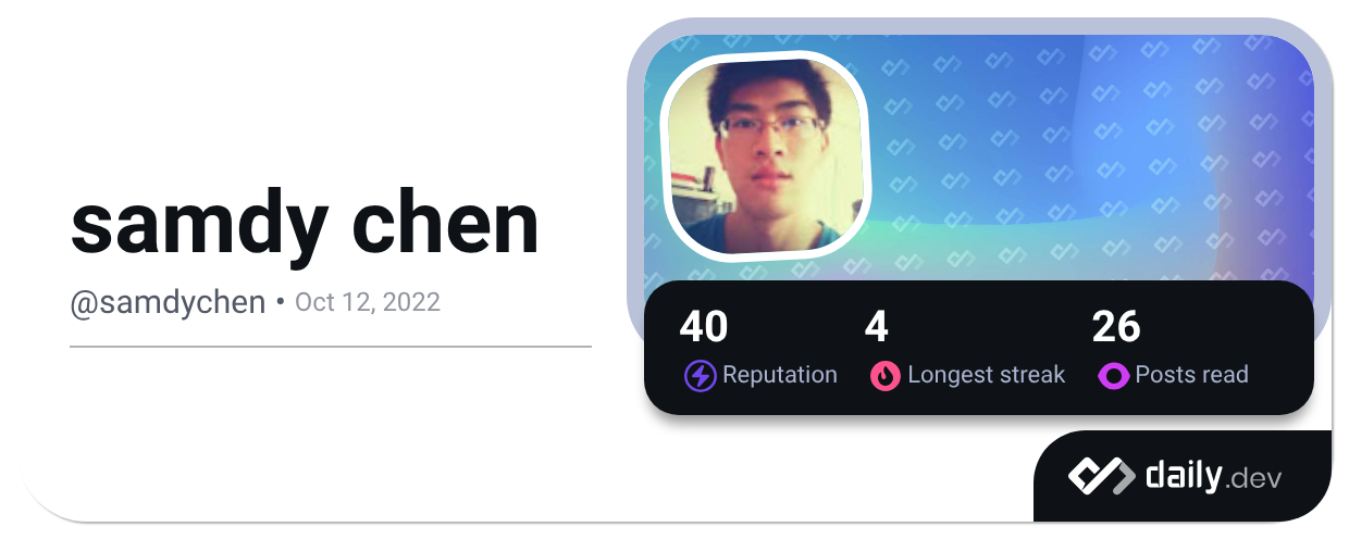 samdy chen (@samdychen) | daily.dev