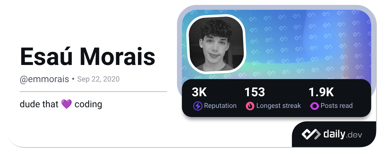 Recent posts by Esaú Morais (@emmorais) | daily.dev