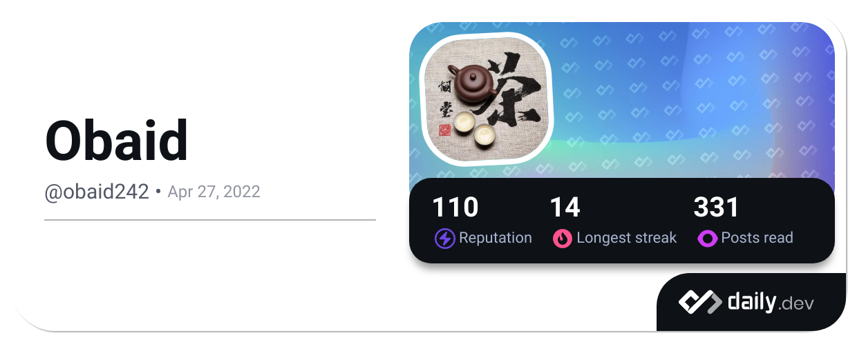Obaid (@obaid242) | daily.dev