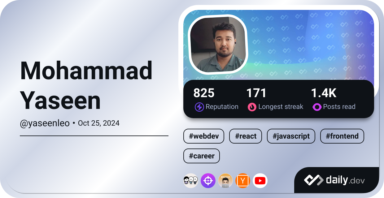 Recent posts by Mohammad Yaseen (@yaseenleo) | daily.dev