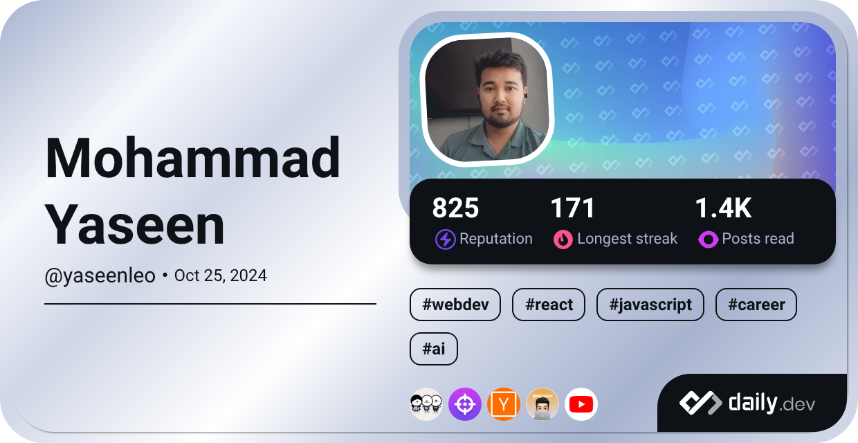 Mohammad Yaseen (@yaseenleo) | daily.dev