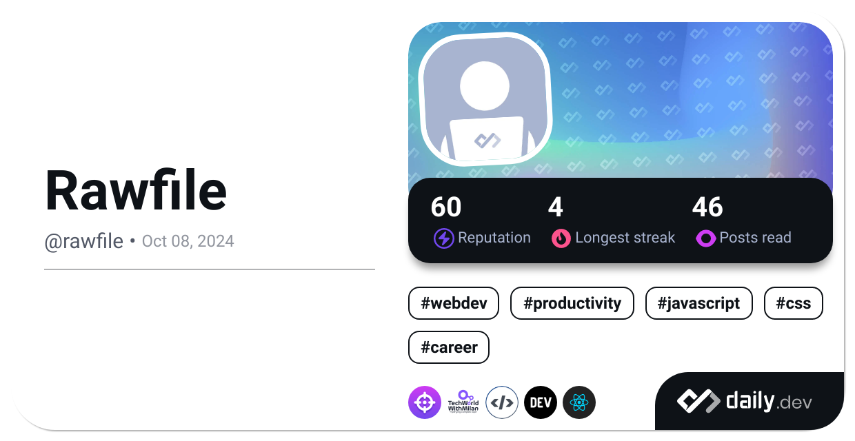 Rawfile (@rawfile) | daily.dev