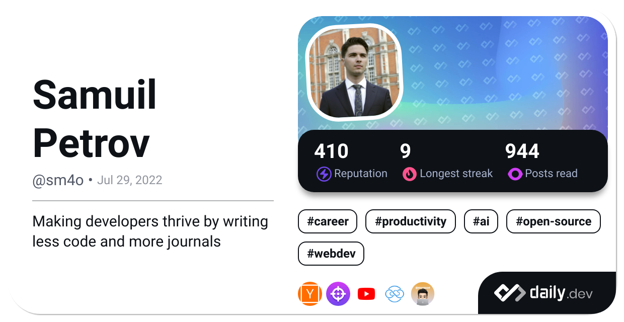 Samuil Petrov (@sm4o) | daily.dev