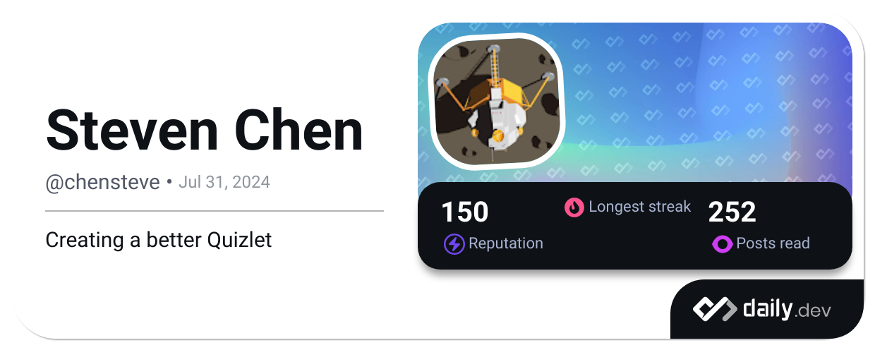 Steven Chen (@chensteve) | daily.dev