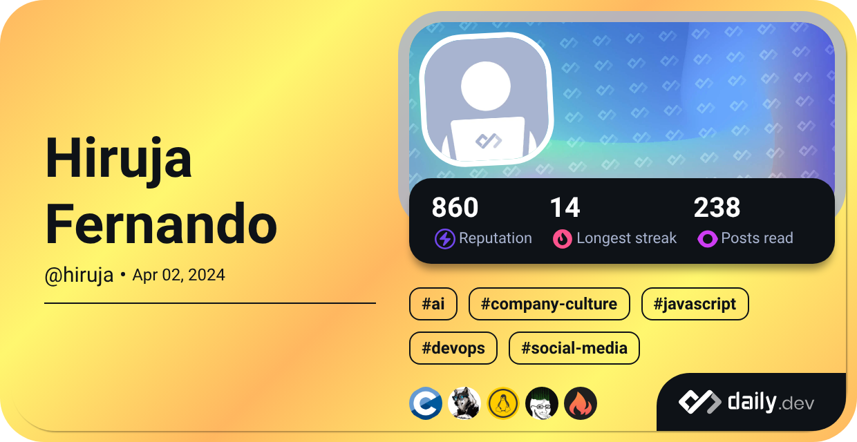 Hiruja Fernando (@hiruja) | daily.dev