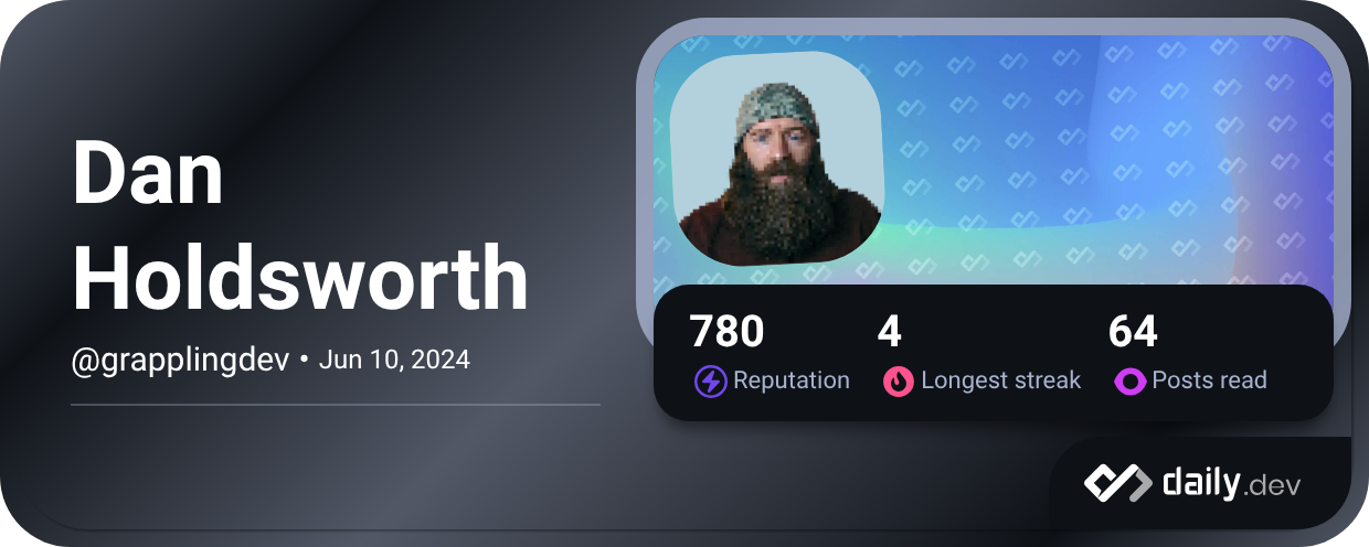 Recent posts by Dan Holdsworth (@grapplingdev) | daily.dev
