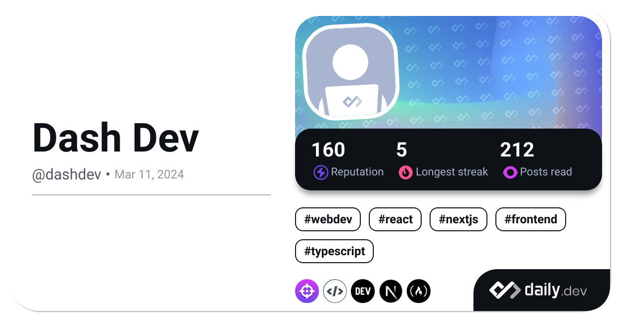 Dash Dev (@dashdev) | daily.dev