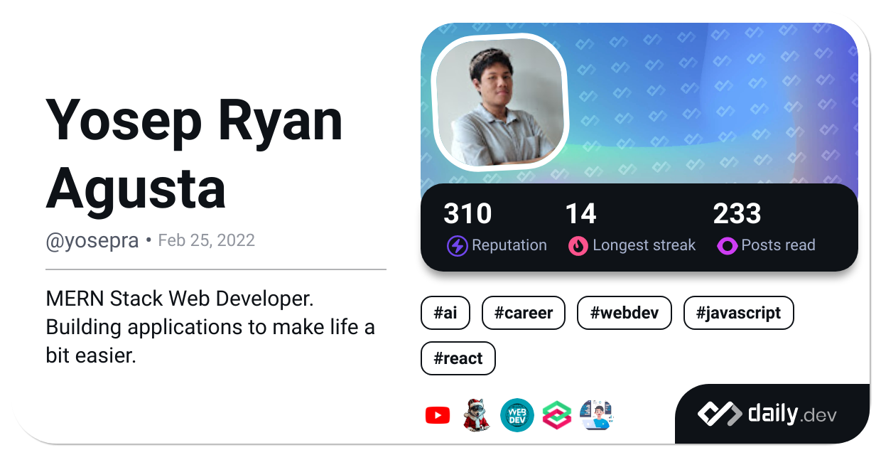 Recent posts by Yosep Ryan Agusta (@yosepra) | daily.dev