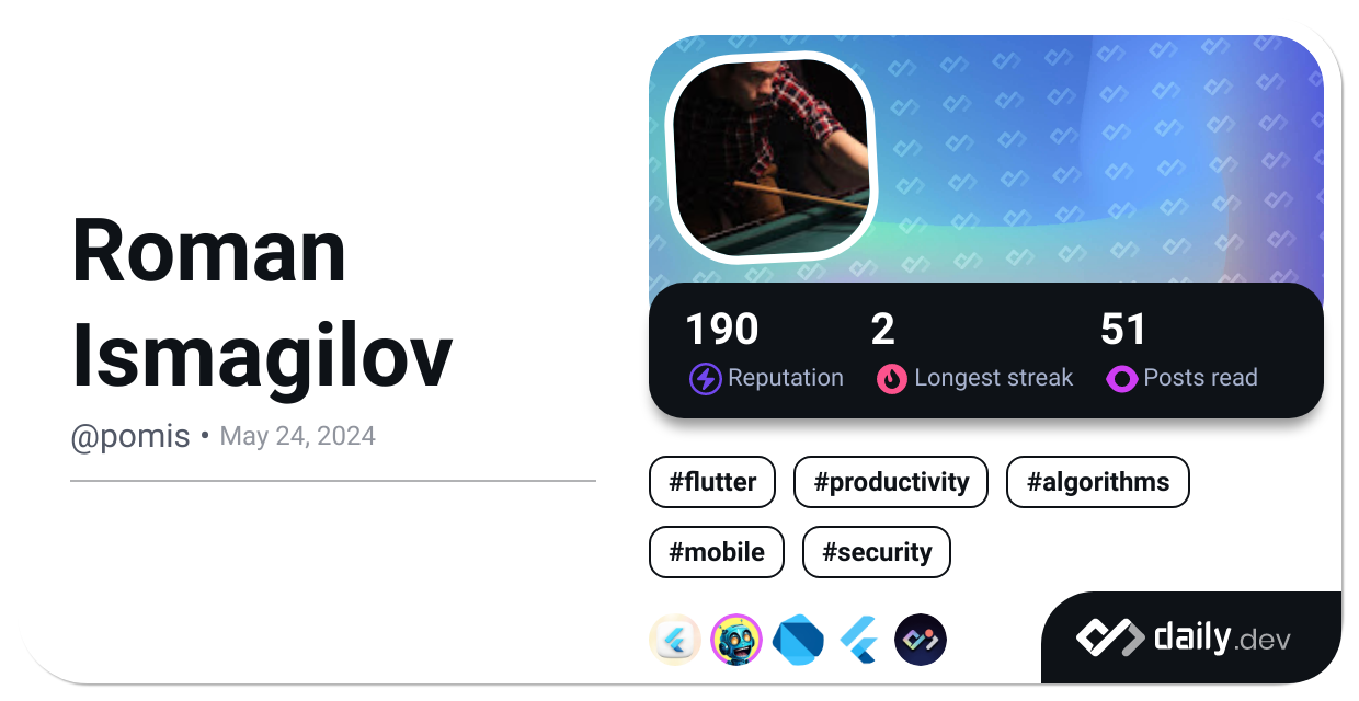 Roman Ismagilov (@pomis) | daily.dev